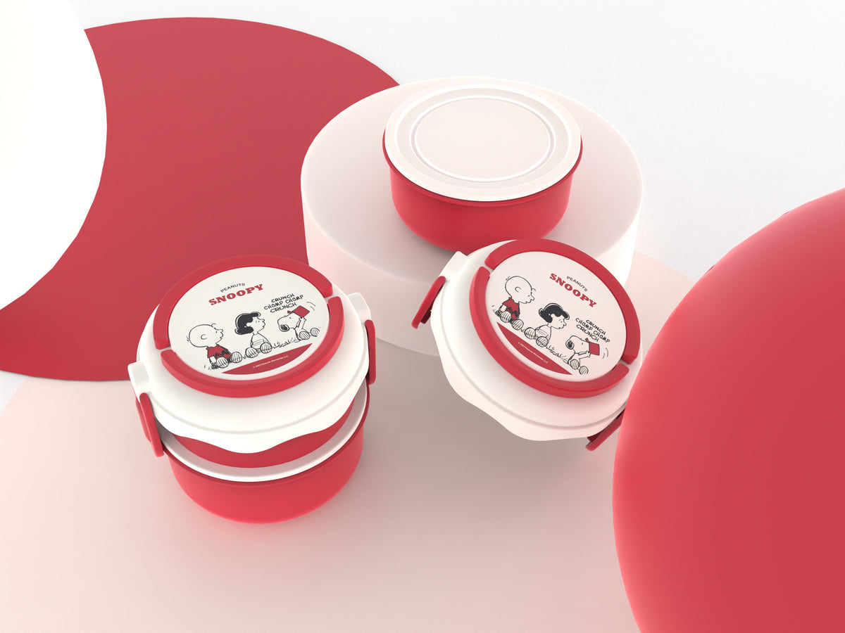 Snoopy Collection Round Double Layered Lunch Box (1100mL)(Crimson ...