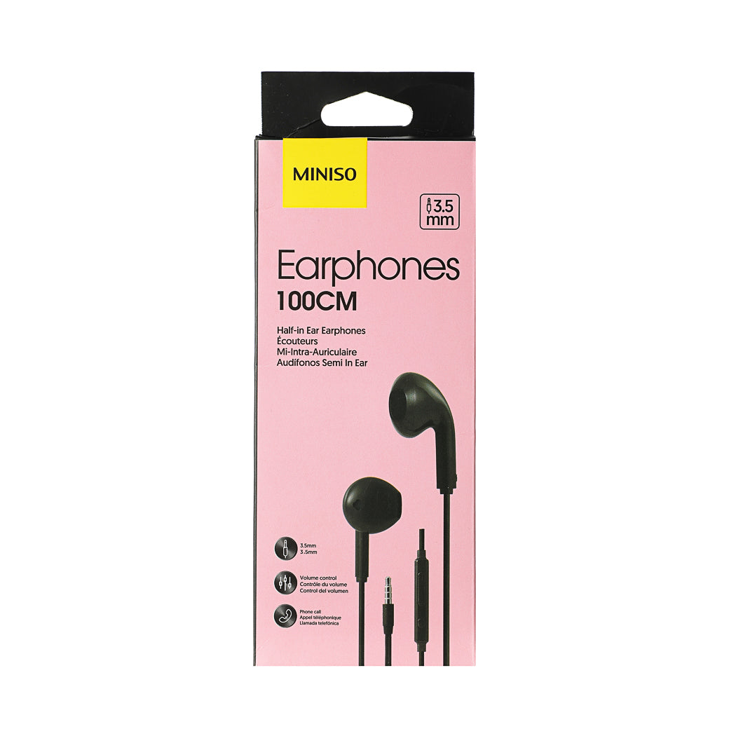Classic Half-in Ear Earphones for Music Model: HF230 (Black)– Miniso ...