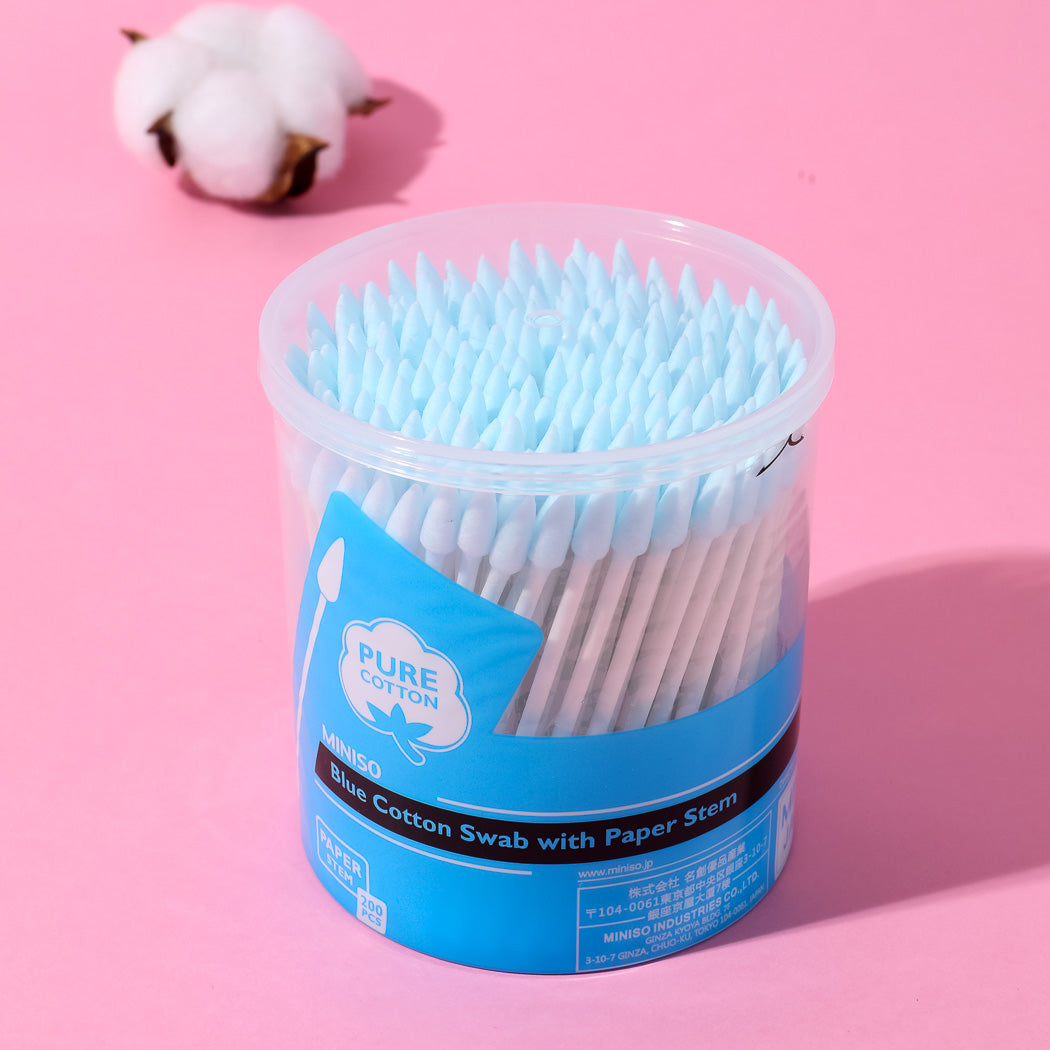 Blue Cotton Swab with Paper Stem (200 Pcs)– Miniso Pakistan