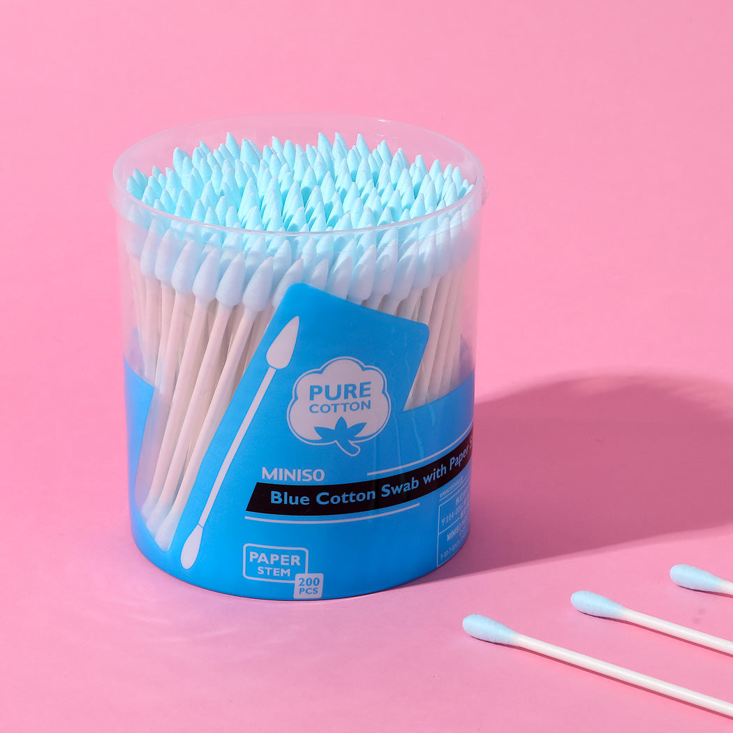 Blue Cotton Swab with Paper Stem (200 Pcs)– Miniso Pakistan