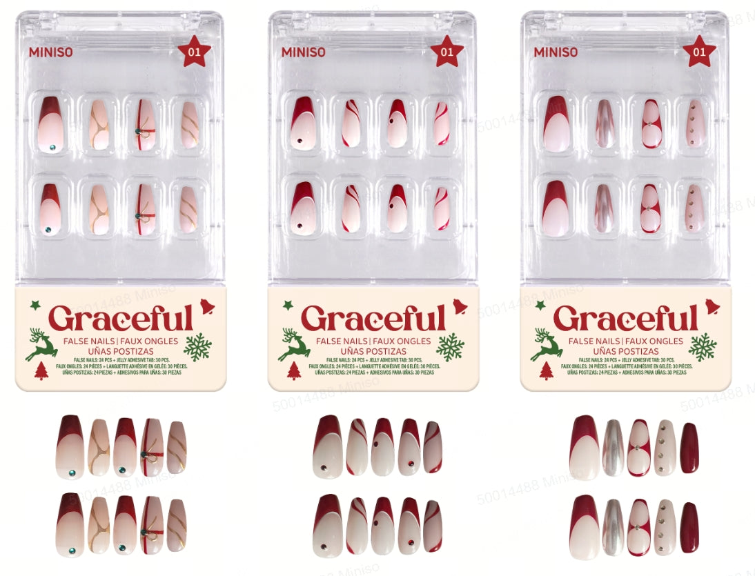 Christmas Series False Nails With Jelly Adhesive Tabs （01） – Miniso ...