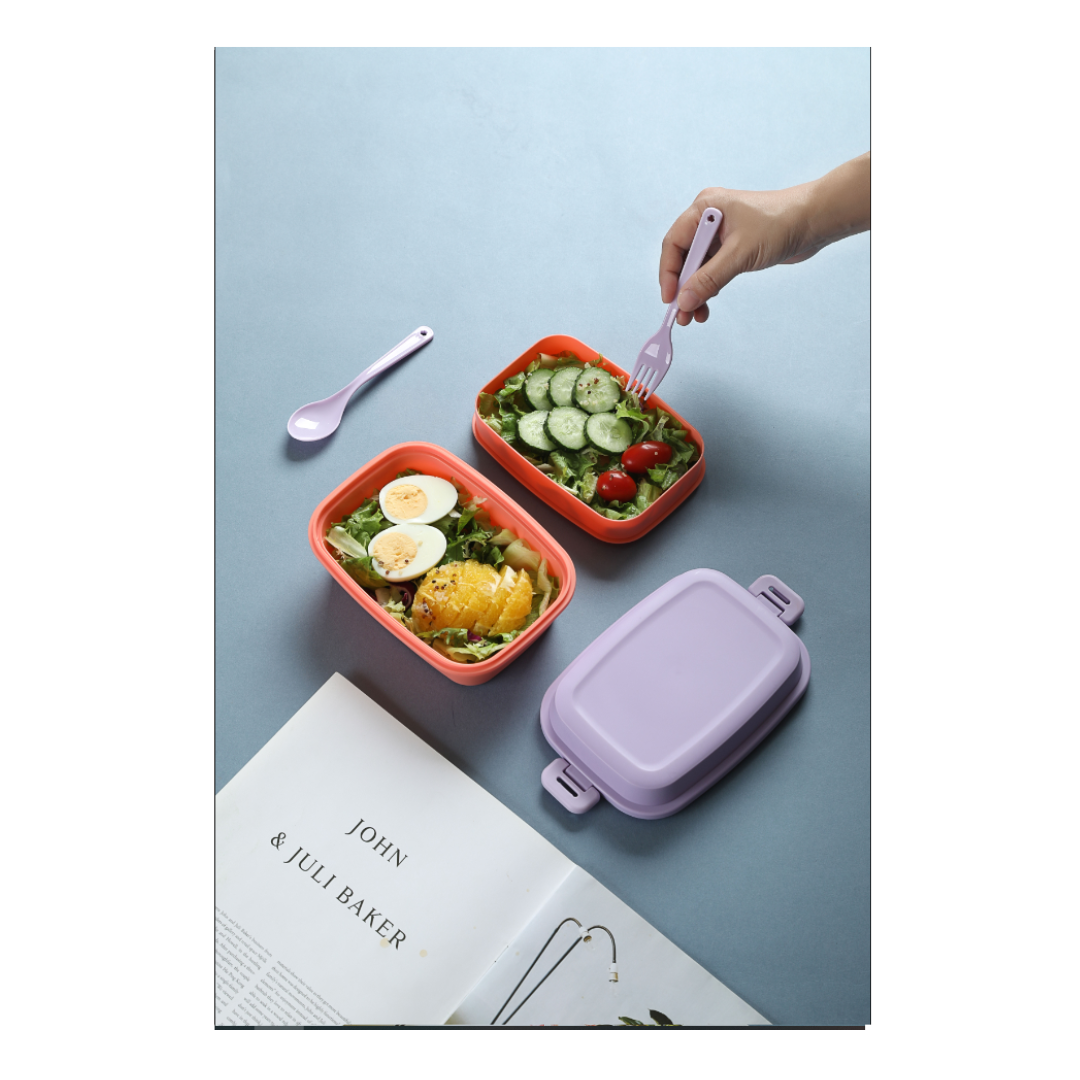 Colorful Double Layered Bento Box (980mL)(Orange)– Miniso Pakistan