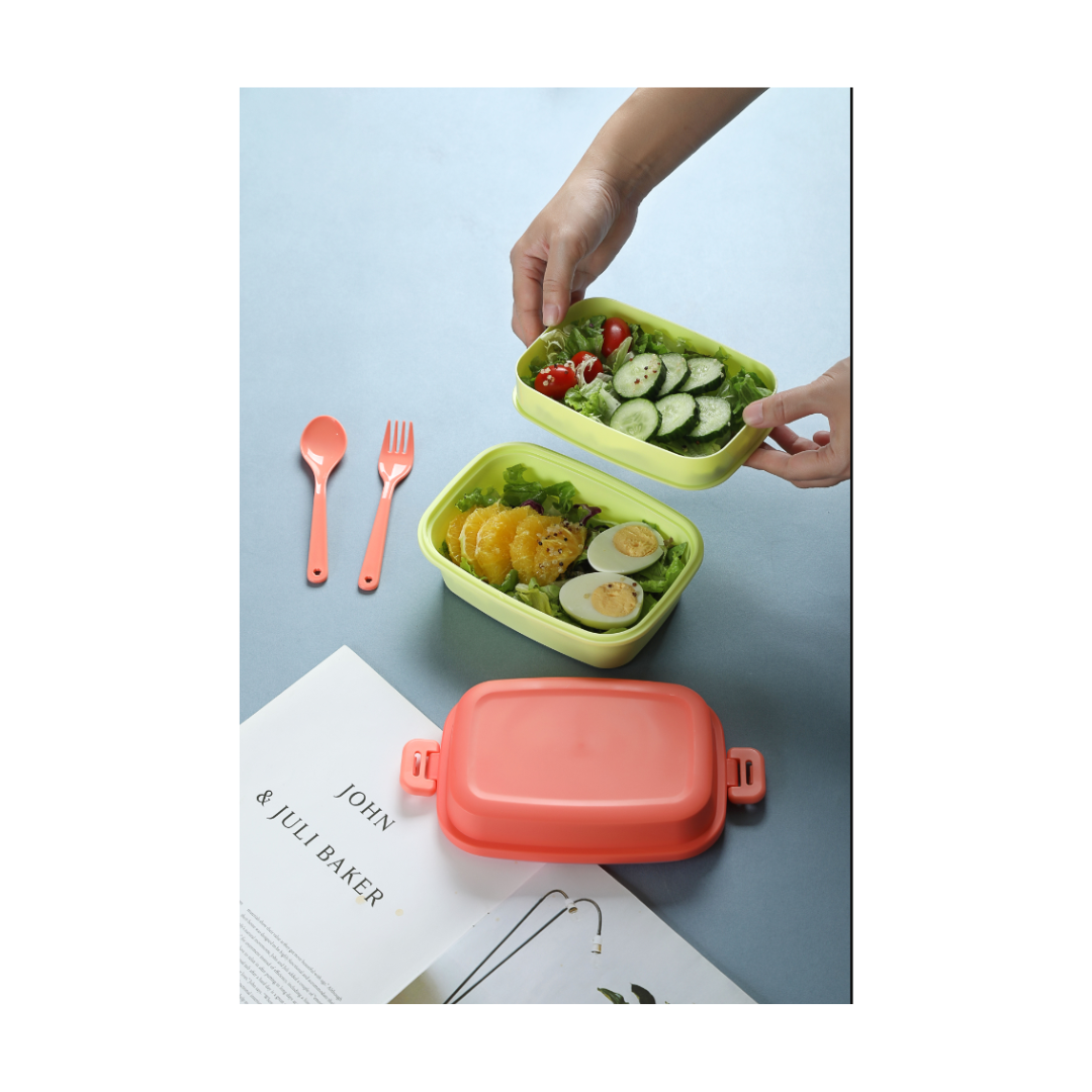 Colorful Double Layered Bento Box (980mL)(Yellow)– Miniso Pakistan
