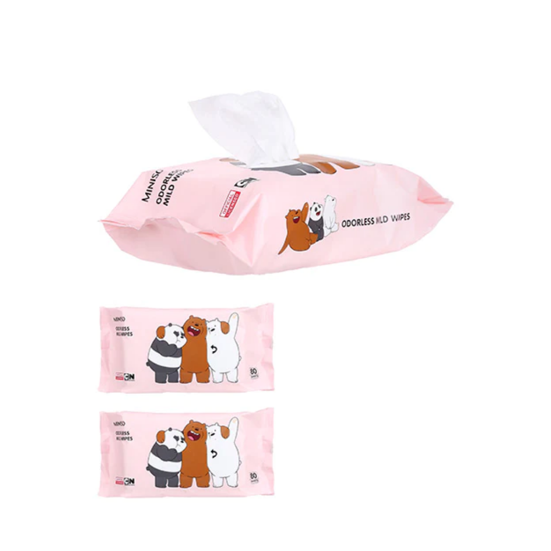 We Bare Bears Odorless Mild Wipes (80 Sheets)– Miniso Pakistan