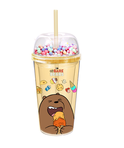 We Bare Bears Collection Water Bottle with Straw (420mL)(Grizz)– Miniso ...